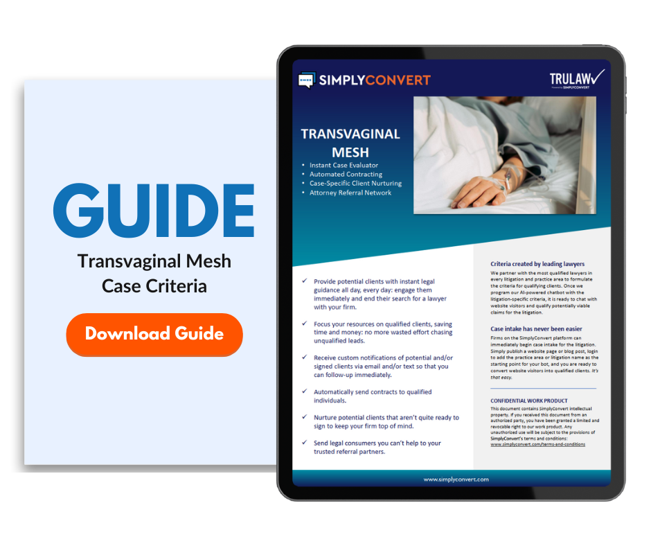Transvaginal Mesh (TVM) Case Criteria Guide